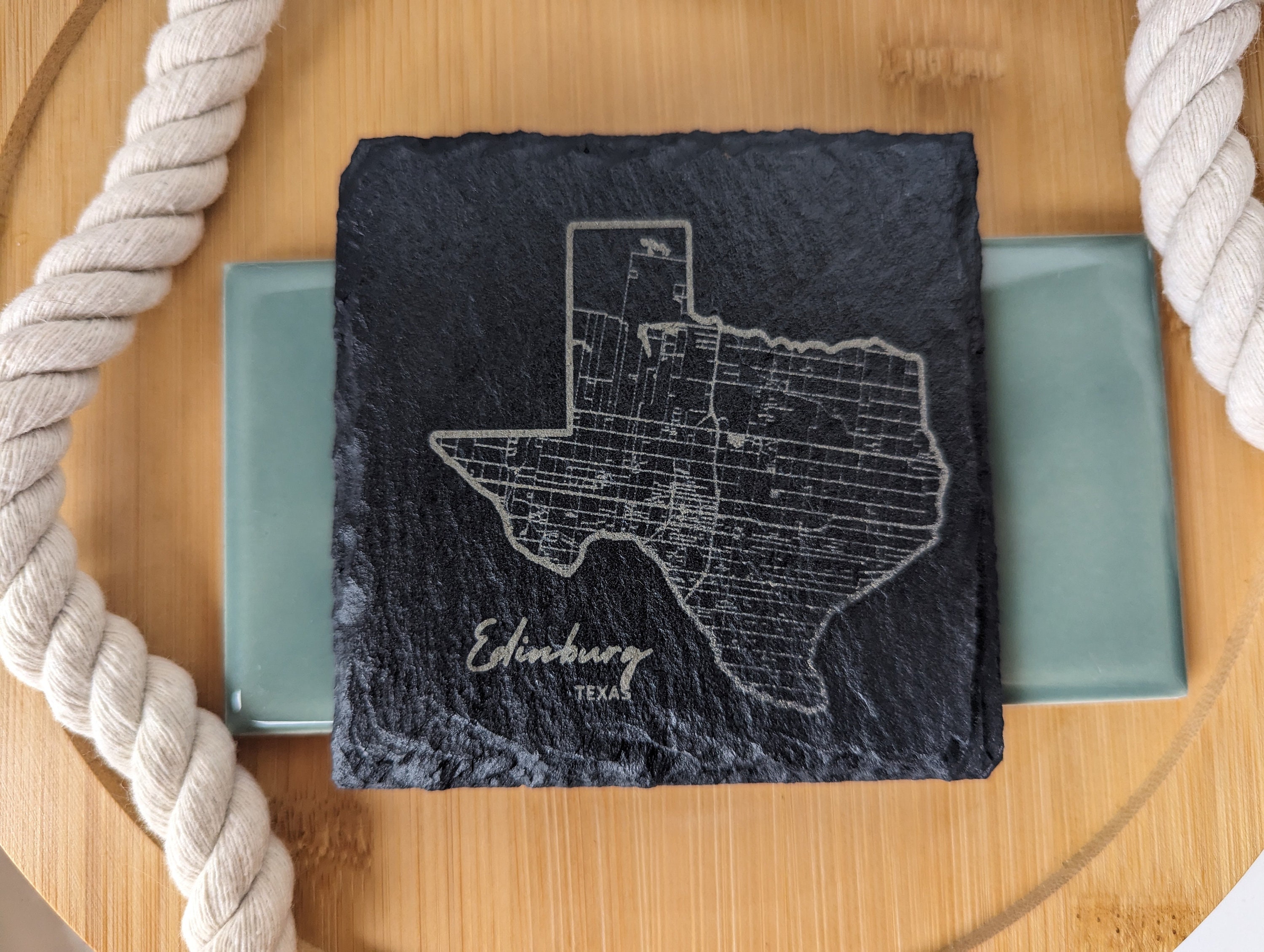 Personalized Custom Square City Map And/or State Slate Coasters | Set ...