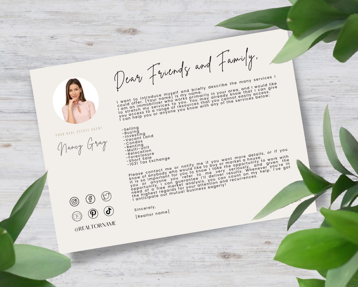 Realtor Postcard, New Agent Introduction Letter Template, Real Estate ...