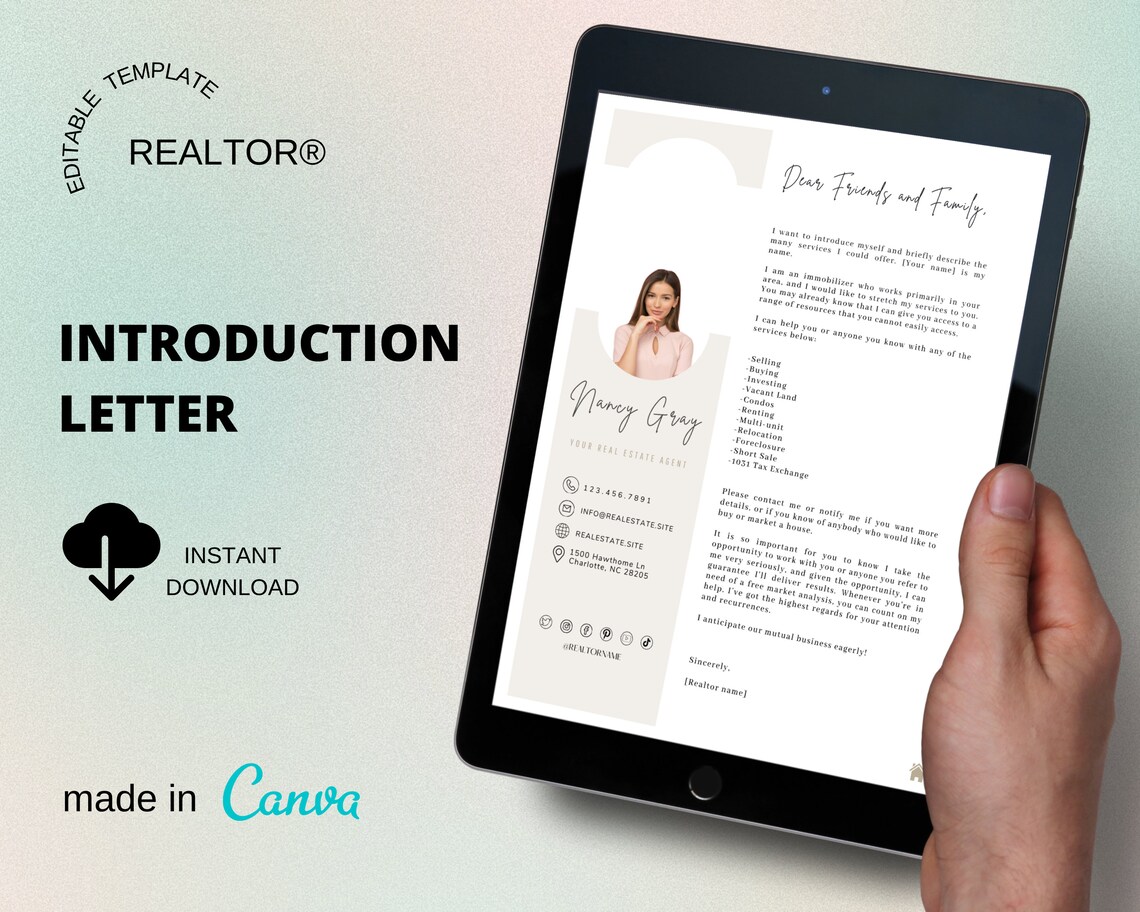 Real Estate New Agent Introduction Letter Template Real - Etsy
