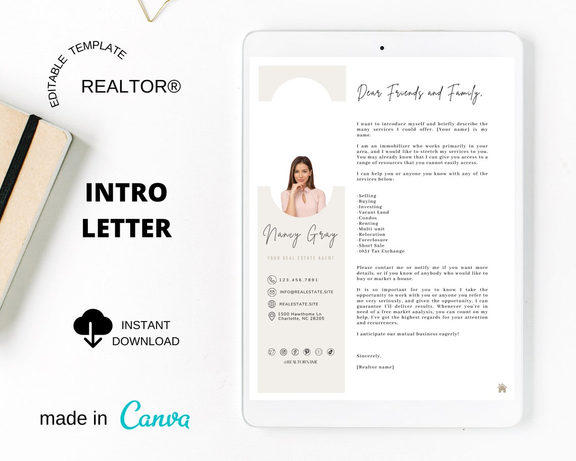 Real Estate New Agent Introduction Letter Template Real - Etsy