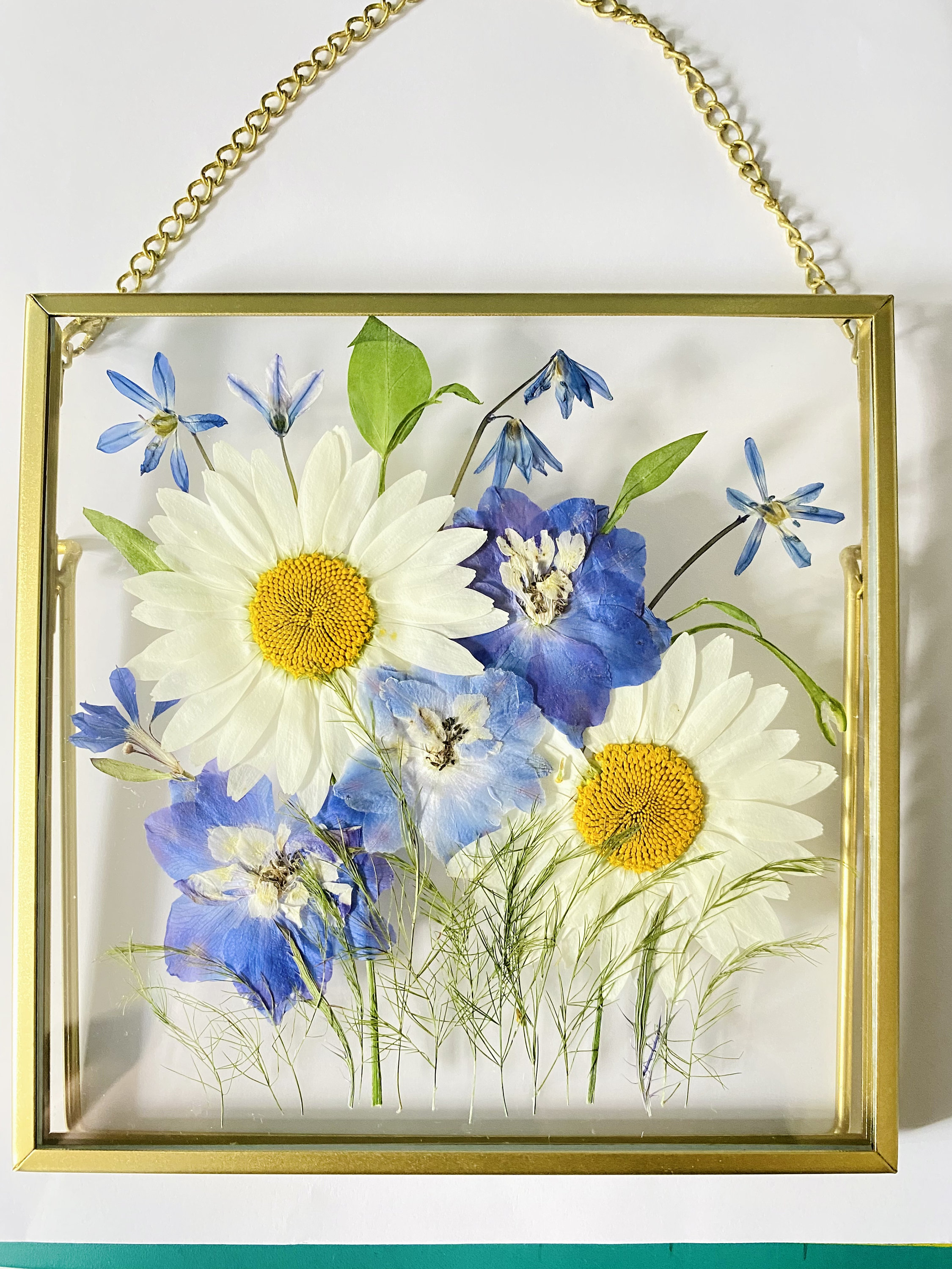 Custom Pressed Flower Frame Pressed Flower Art With Larkspur, Aster and ...