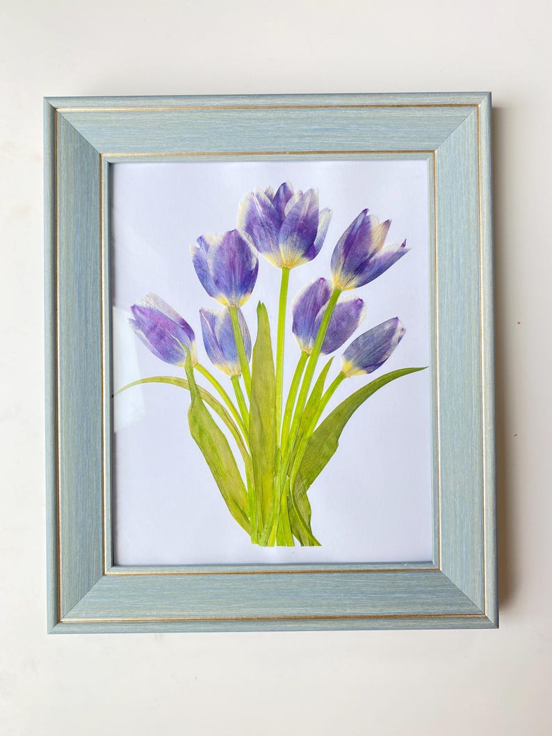 Pressed Purple Tulips in 8x10 Frame—elegant Perfect Birthday Gift for ...