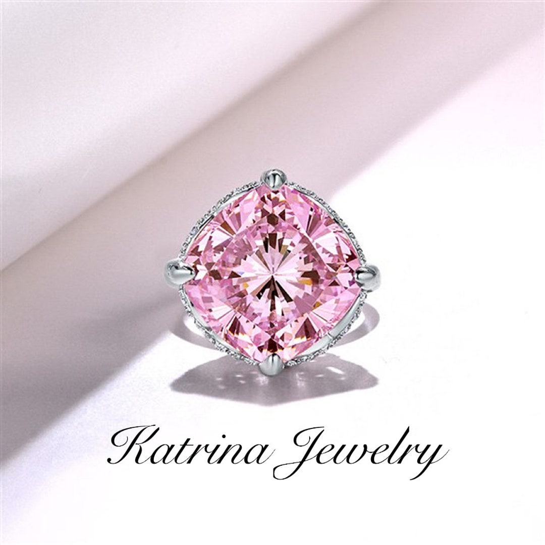 1515 Pink Lab Grown Diamond Ring for Women, Large Stone Pink Ring Stone ...