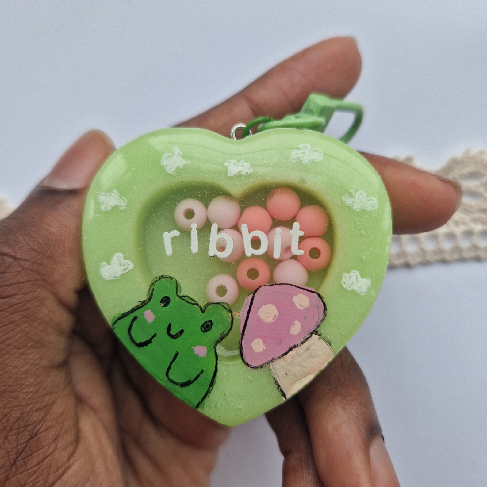 Frog and Mushroom Cottagecore Heart Shaker Charm/keychain - Etsy UK