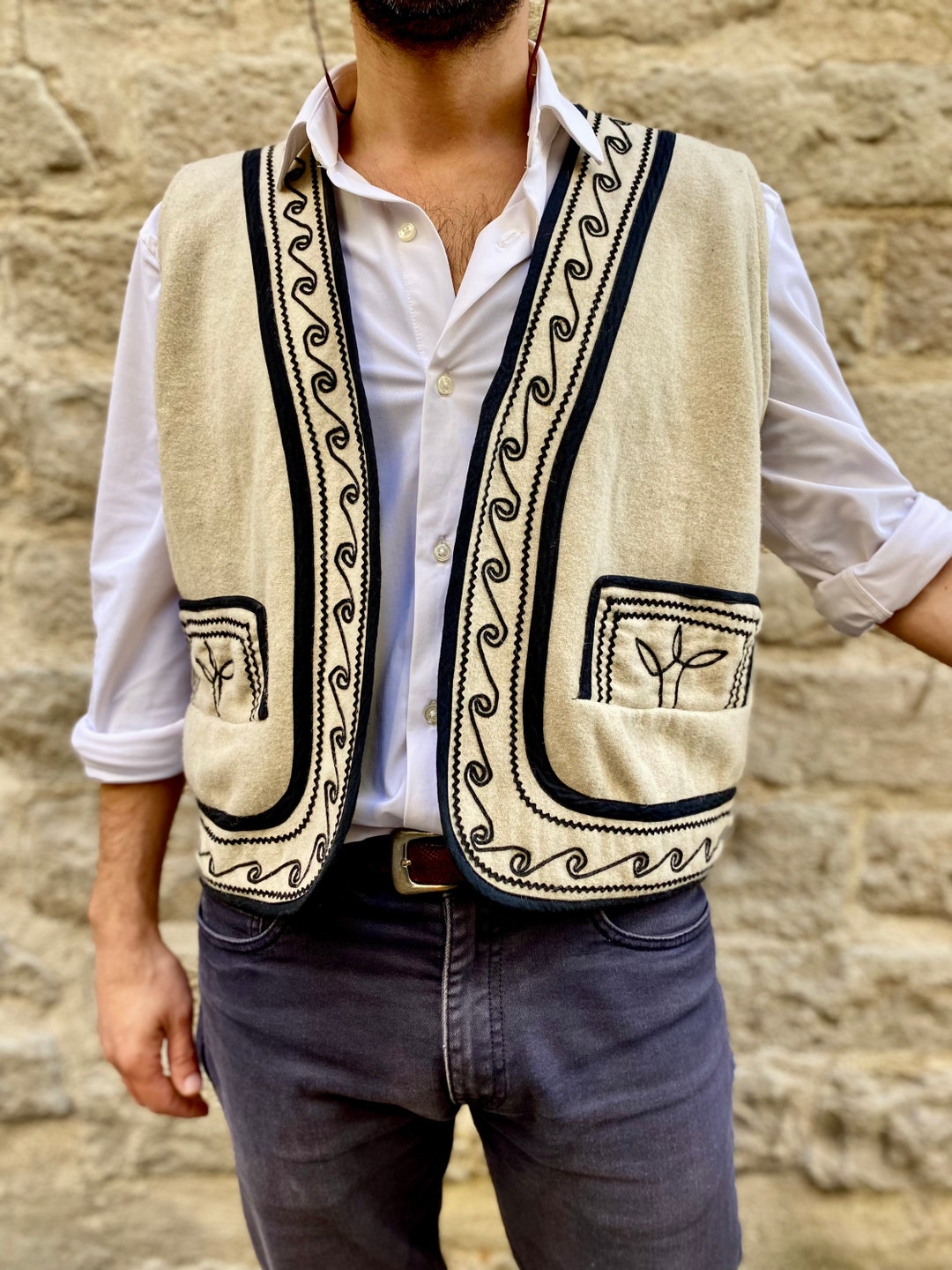 Mayan Vest, Ceremonial Wear, Handmade Wool Vest, Men Tribal Vest, Women ...