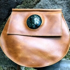 Handmade Leather Bag With Jade Stone, Leather Bag, Jade Stone Purse ...