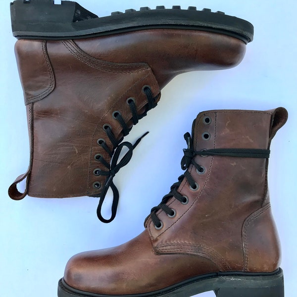 Leather Combat Boots - Etsy