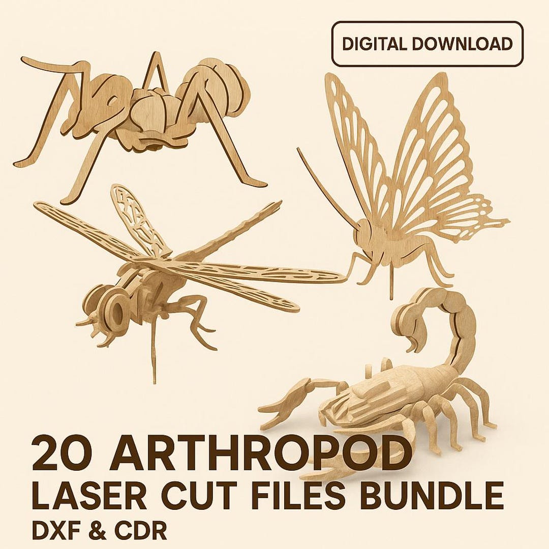 Insect 3D Puzzle Laser Cut Files: CNC Router Vector Bundle (digital ...