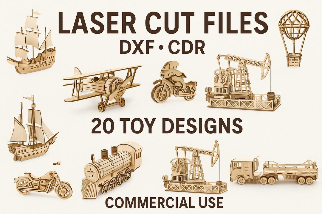 Laser Cut 3D Wood Toy Model Files: CNC, Glowforge, Cricut (DXF CDR) - Etsy