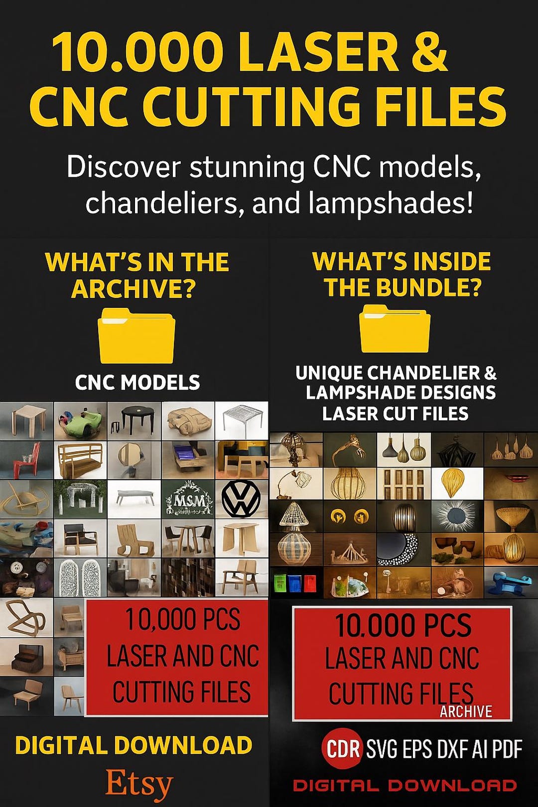 10,000+ Laser Cut Files Mega Bundle | SVG DXF CDR for Cnc, Glowforge ...