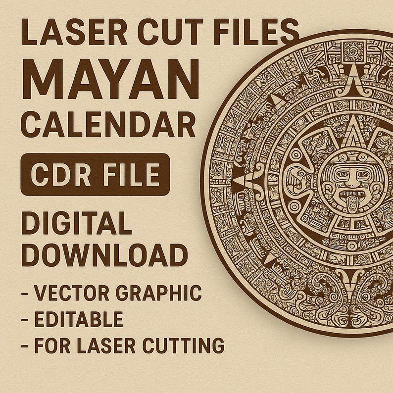Mayan Calendar CDR File – Laser Cut Vector – Digital Download for CNC ...