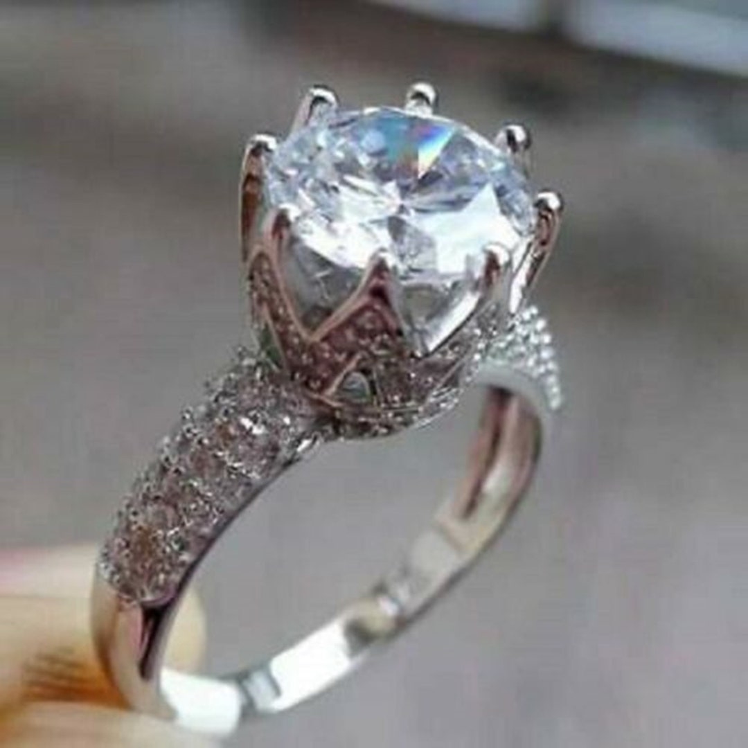 Promise Ring for Girls Engagement Bride Round Cut Solitaire - Etsy UK