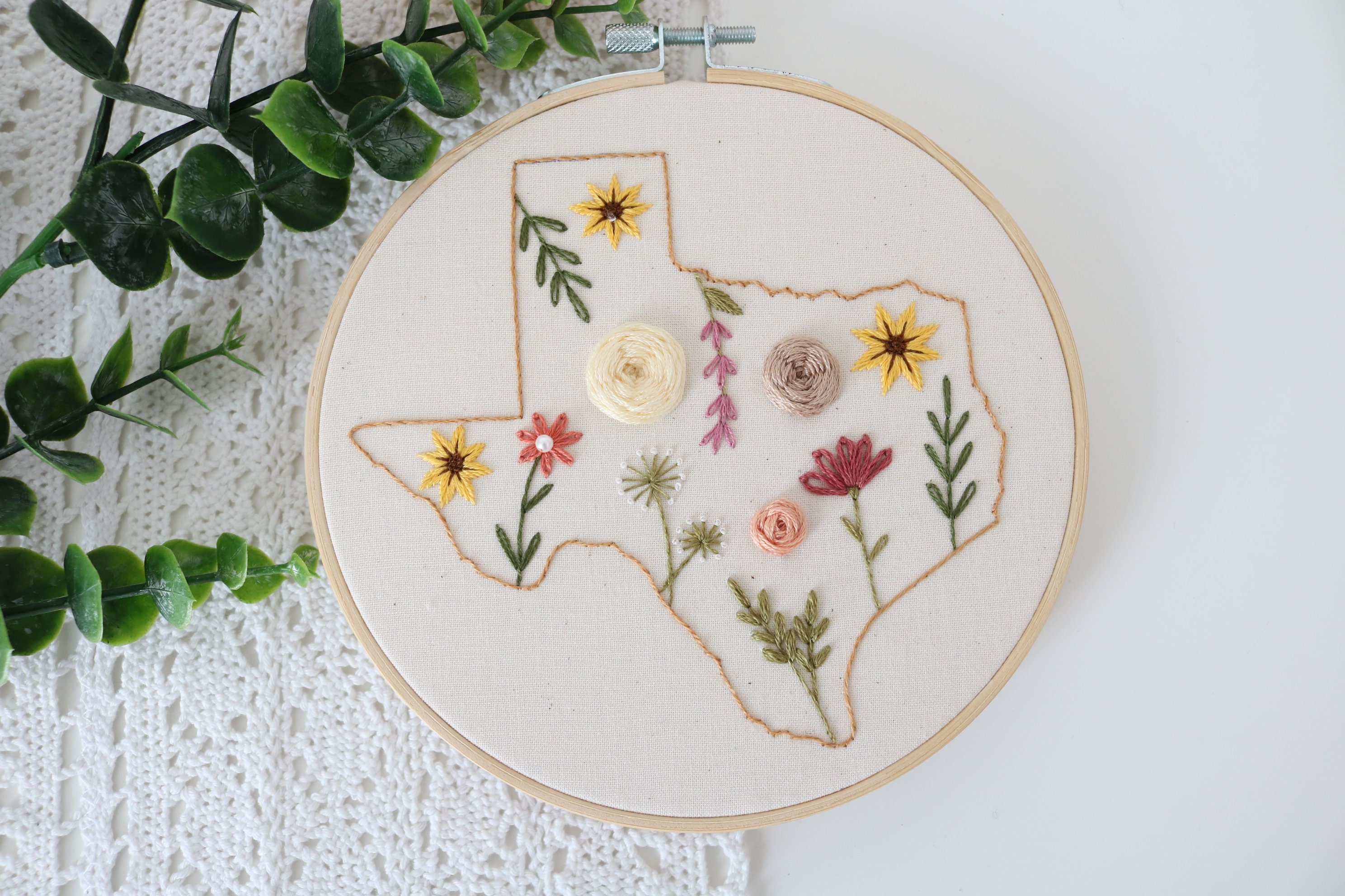 Floral Texas Embroidery Pattern, Beginner DIY (PDF Pattern) - Etsy