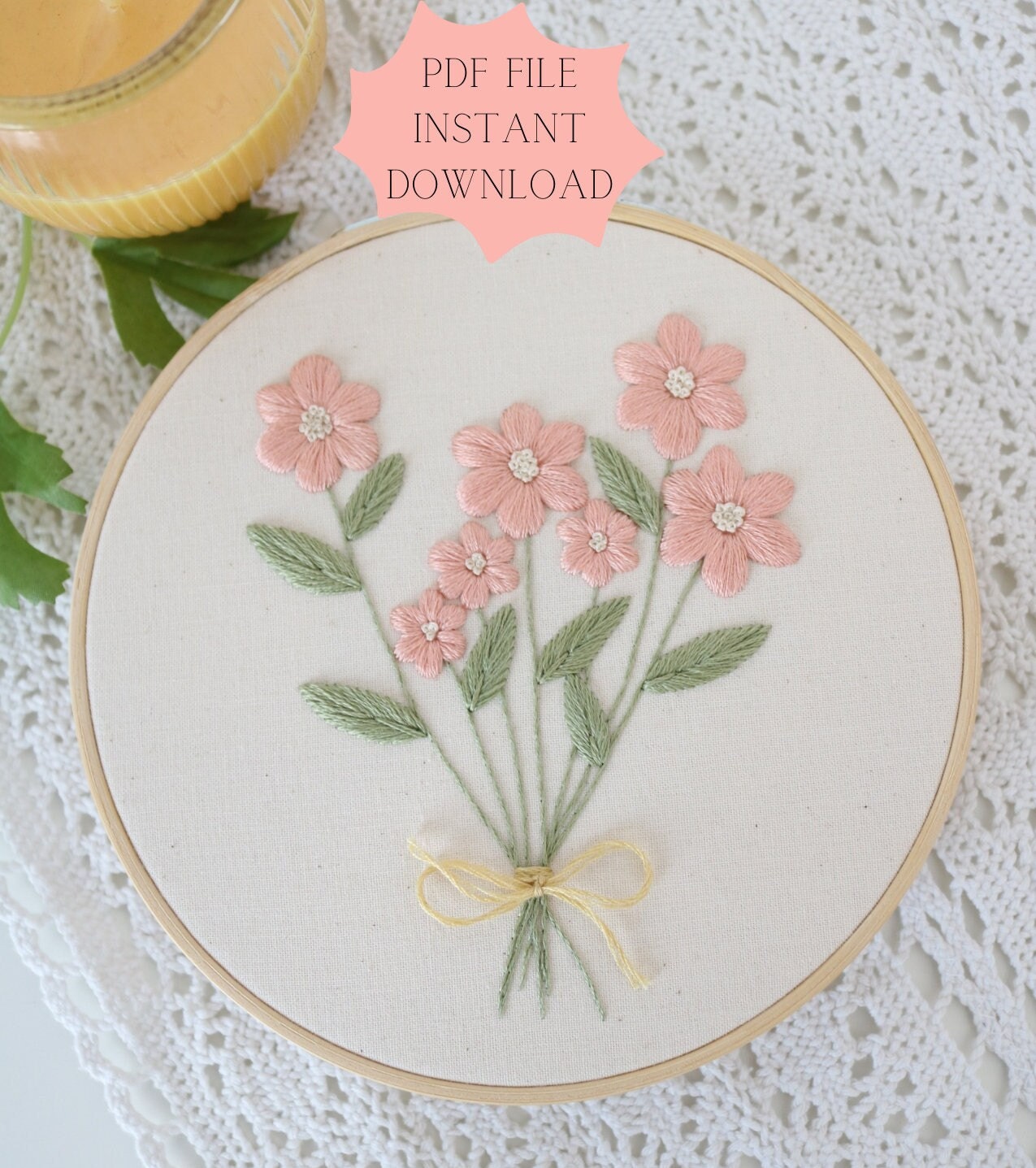Floral Embroidery Hoop Pattern, Beginner DIY (PDF Pattern) - Etsy