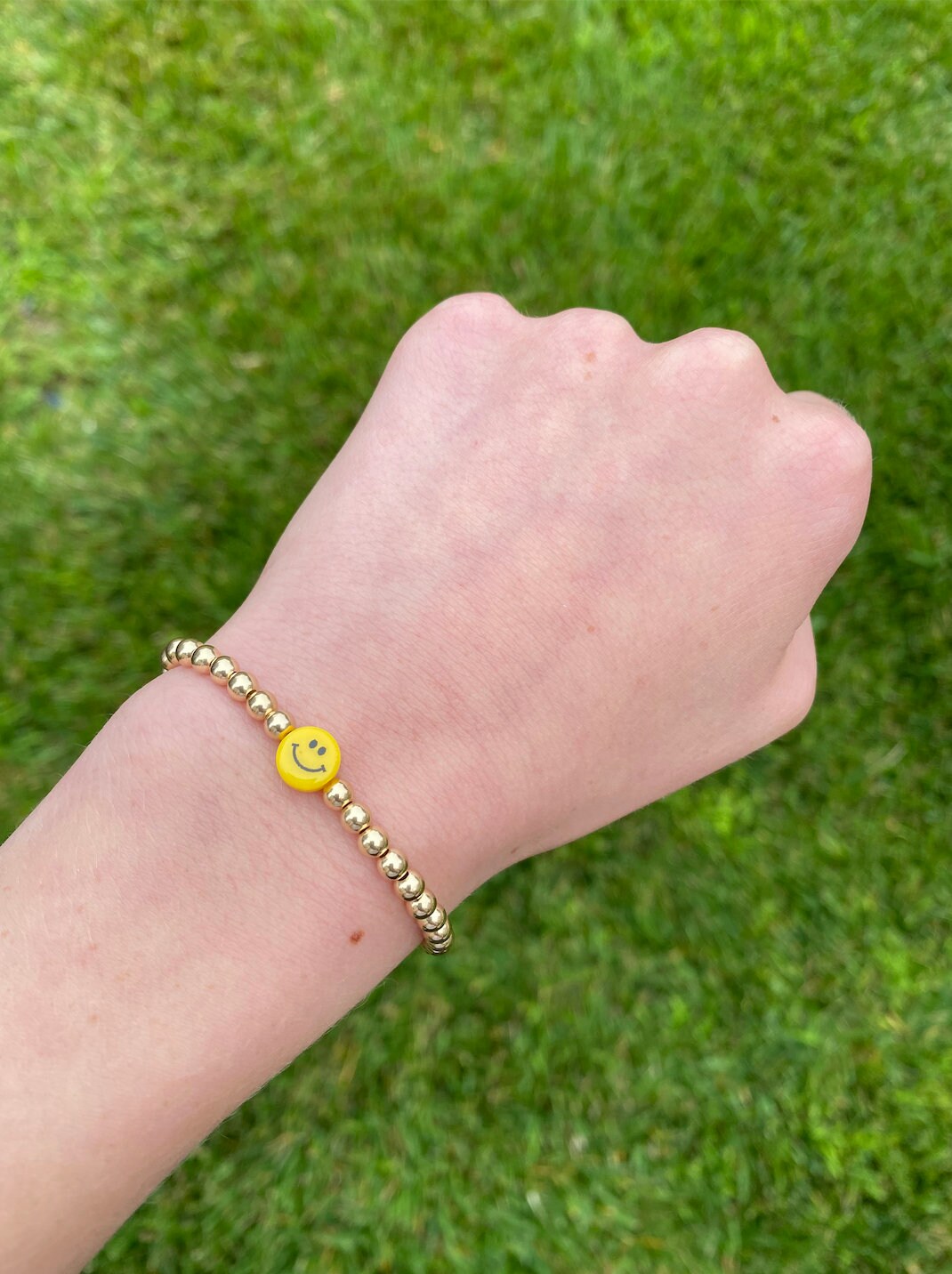 Smiley Face 4mm 14k Gold-filled Beaded Bracelet Smiley Face Bracelet ...
