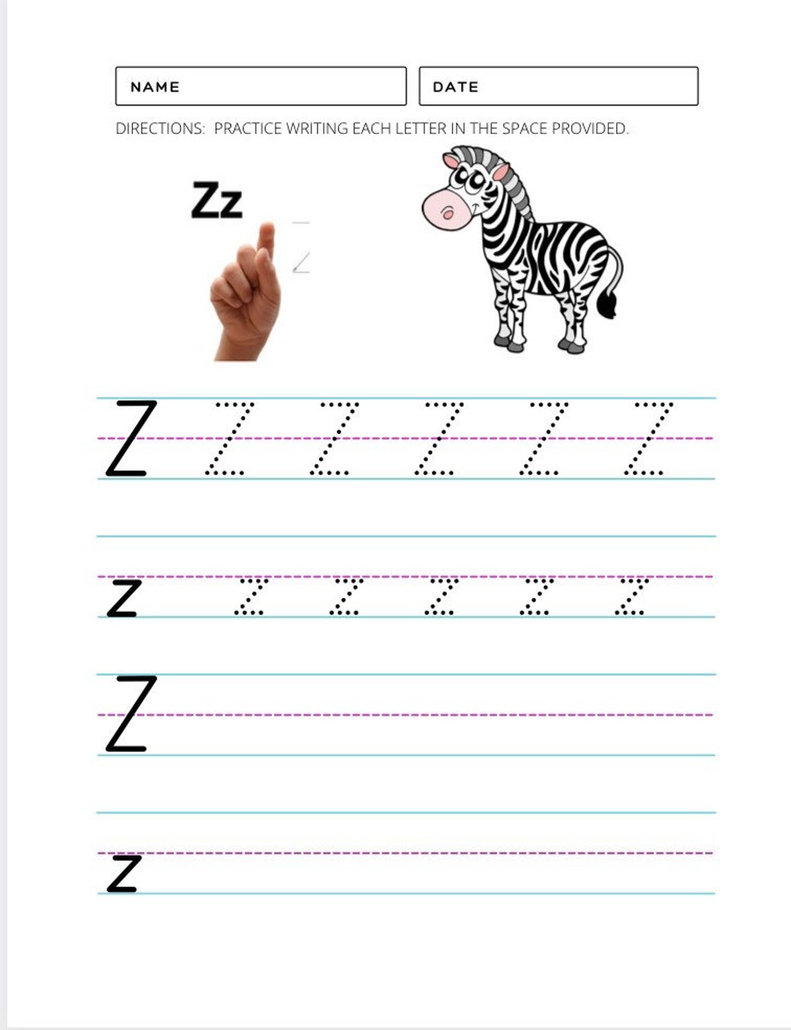 ABC Tracing, ASL, Manual Alphabet, Writing Practice, Digital Download ...