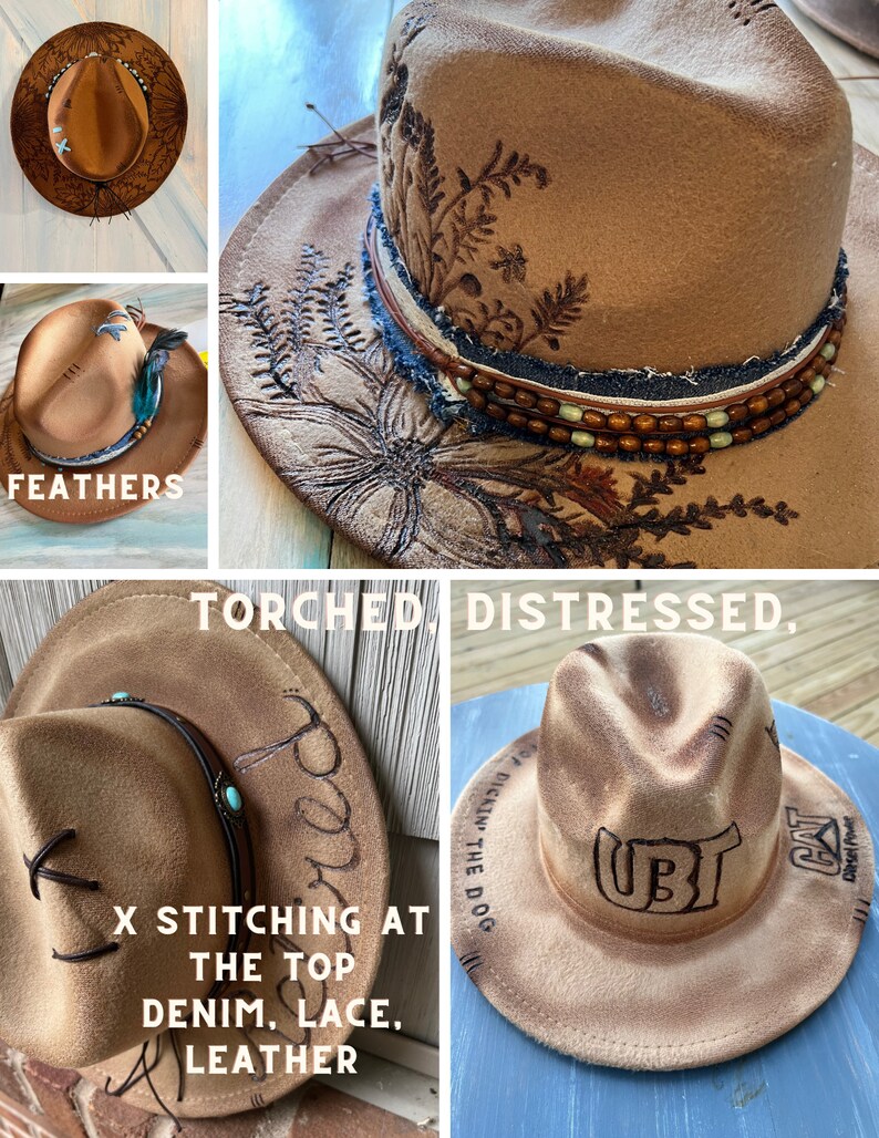 CUSTOM, Hand Burned Hats, One of a Kind, Made to Order Exclusively for ...
