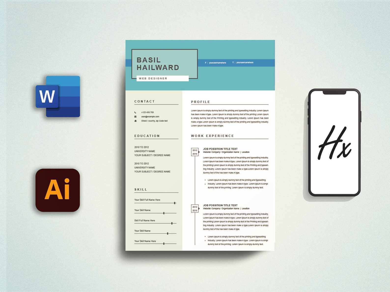 CV Template, Resume Template 2021, Word, Indesign, Cover Letter ...