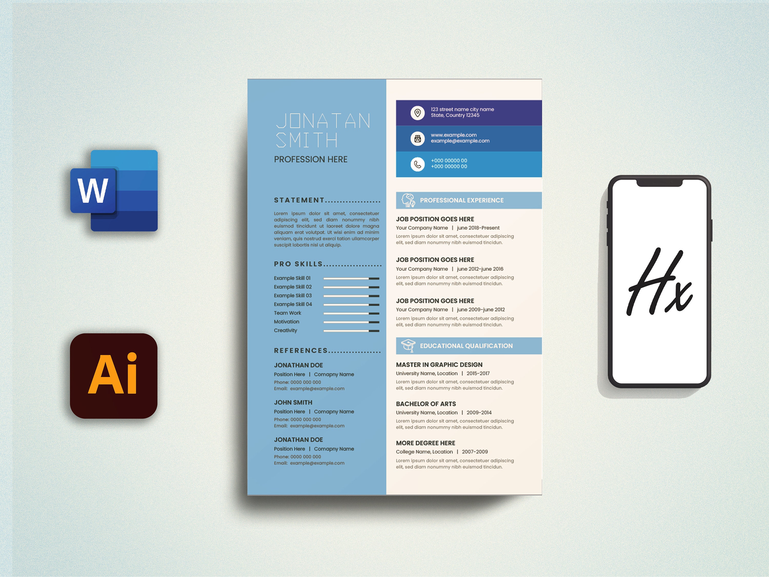 CV Template, Resume Template 2021, Word, Indesign, Cover Letter ...