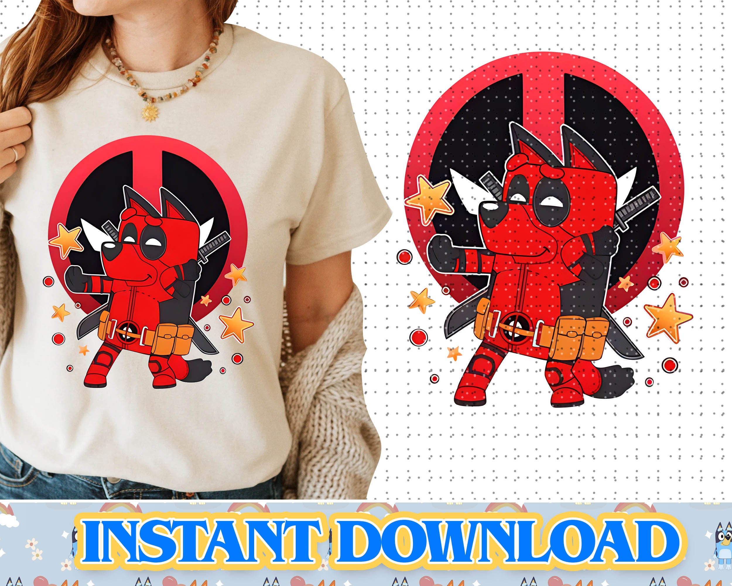 Bluey Deadpool PNG, Bluey Family PNG, Cute Bluey Deadpool Cartoon Png ...