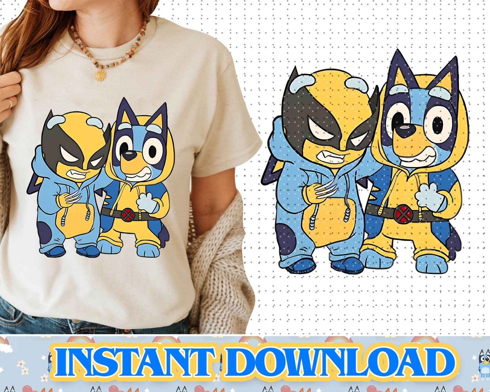 Bluey Deadpool Wolverine PNG, Bluey Family PNG, Cute Bluey Wolverine ...