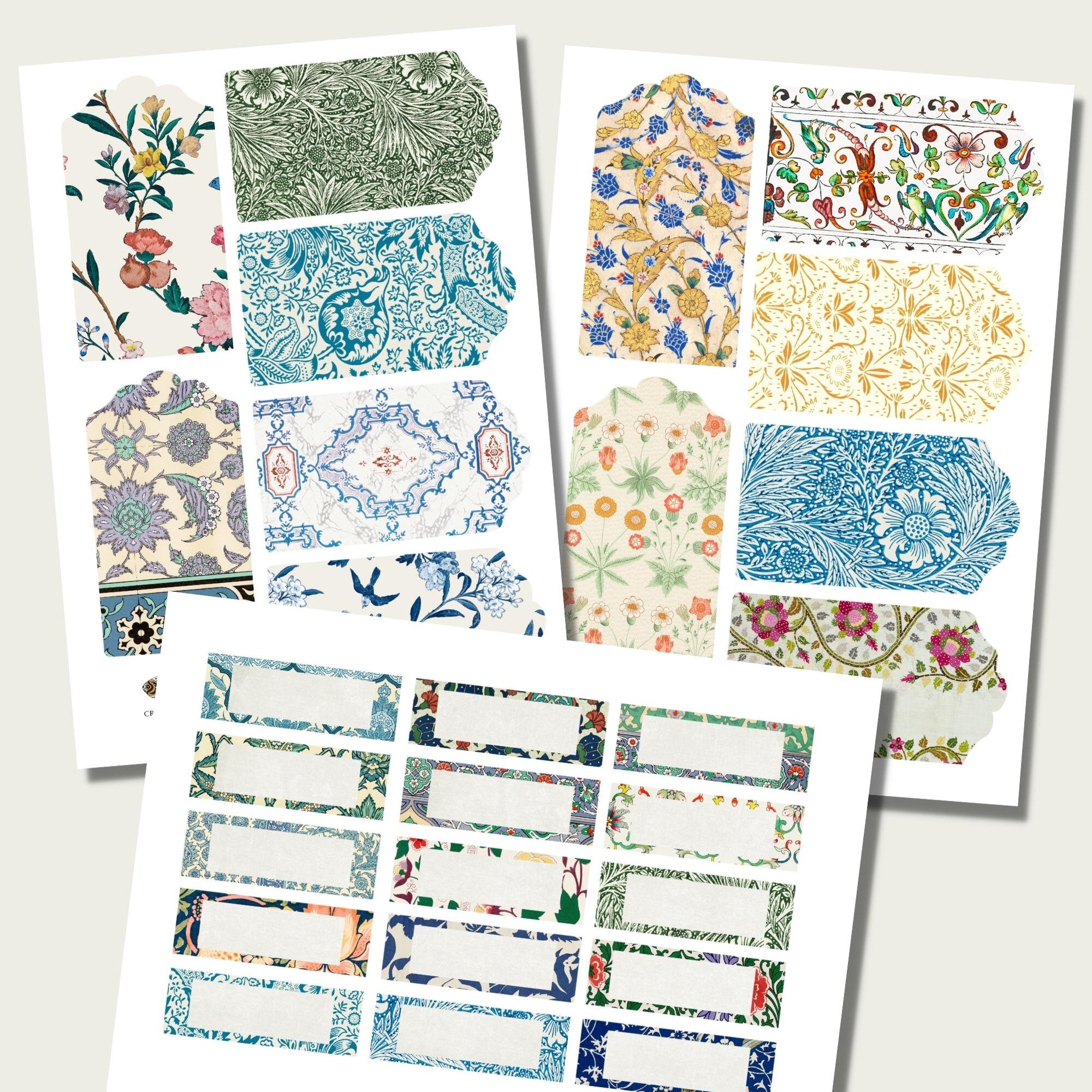 Printable Label and Tag Junk Journal Ephemera Kit, Patterned Journal ...