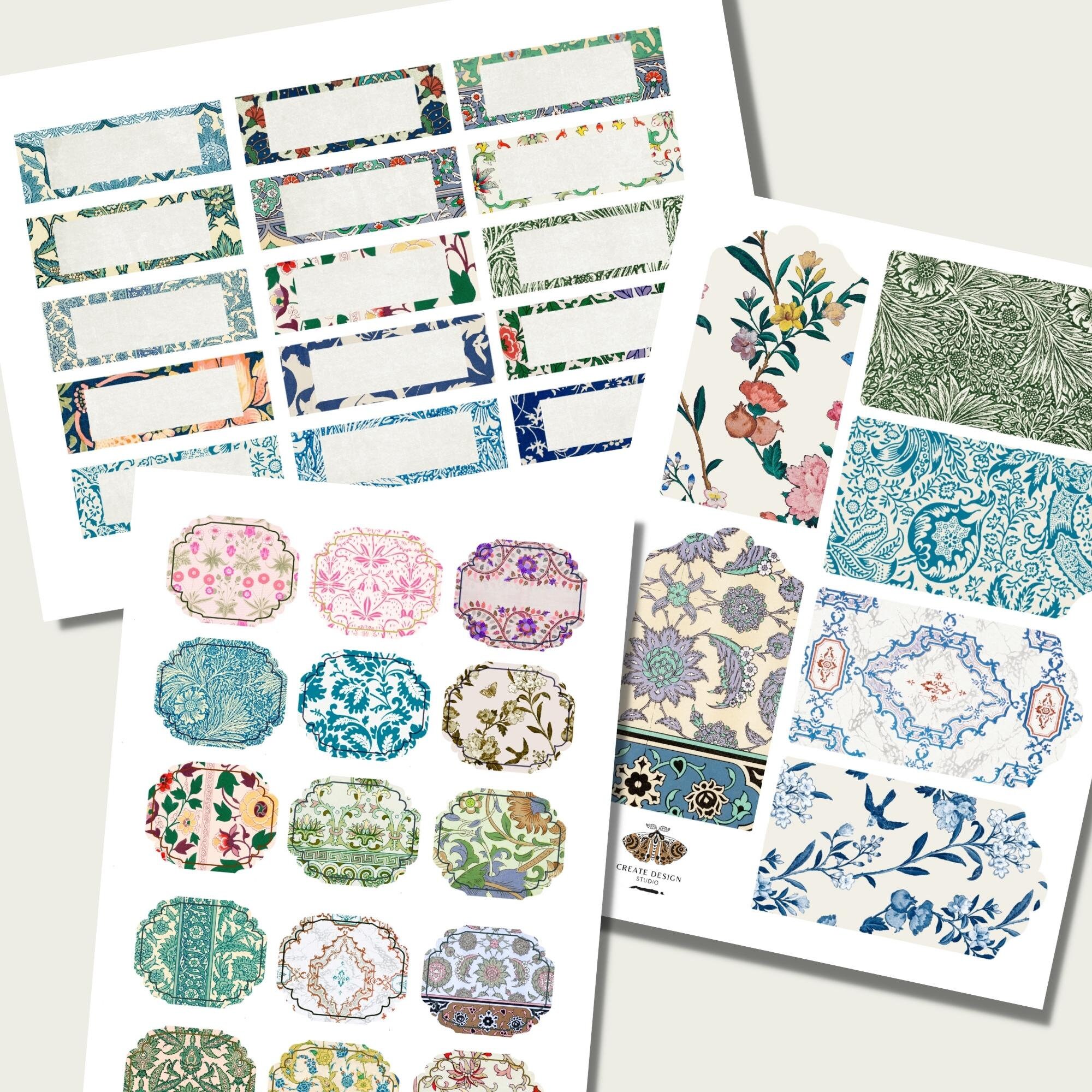 Printable Label and Tag Junk Journal Ephemera Kit, Patterned Journal ...