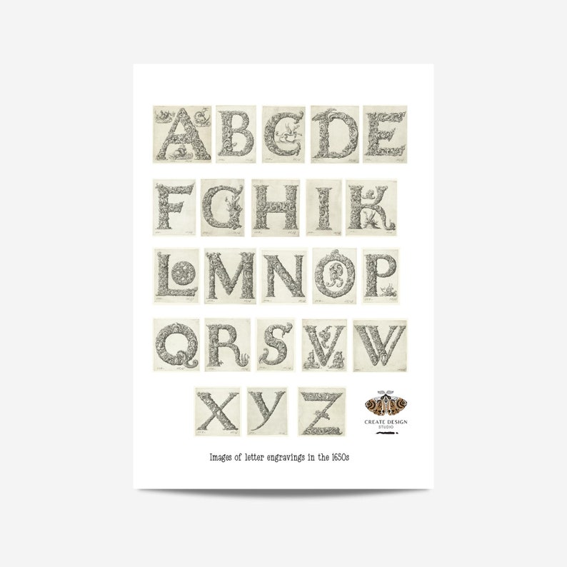 Printable Vintage Alphabet Labels, Digital Journal Ephemera - Etsy