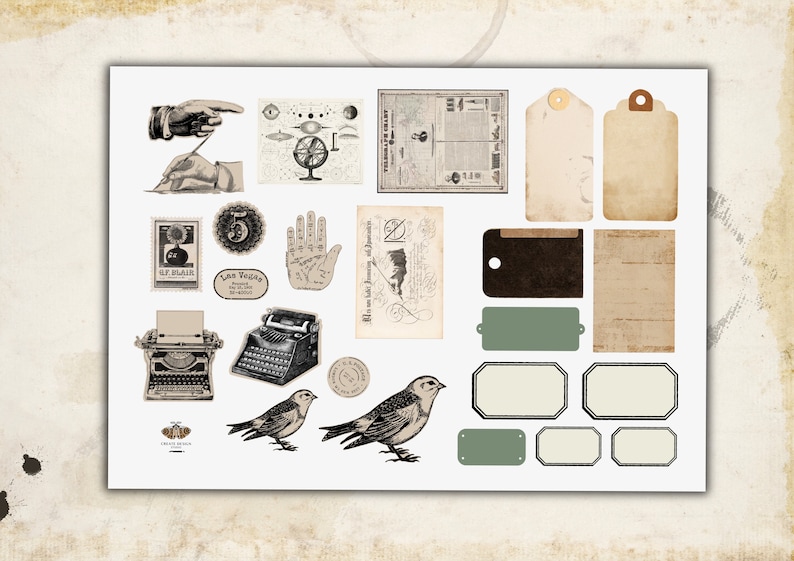 Printable Vintage File Folder Pocket and Ephemera Kit for Junk Journals and Paper Crafts - Etsy