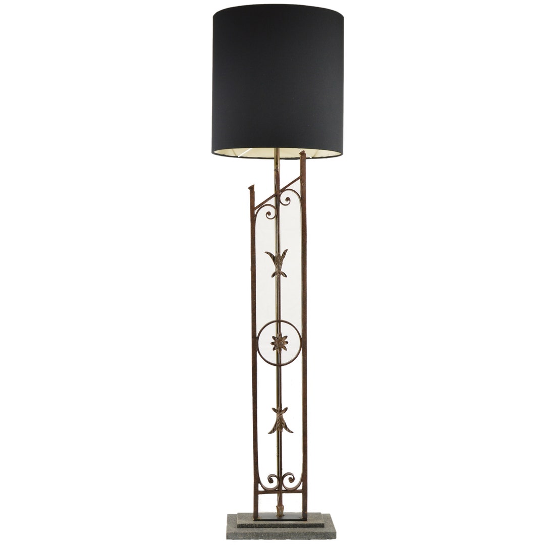 Antique Balustrade Table Lamp, Lead Flower Detail, Georgian Iron Finish ...