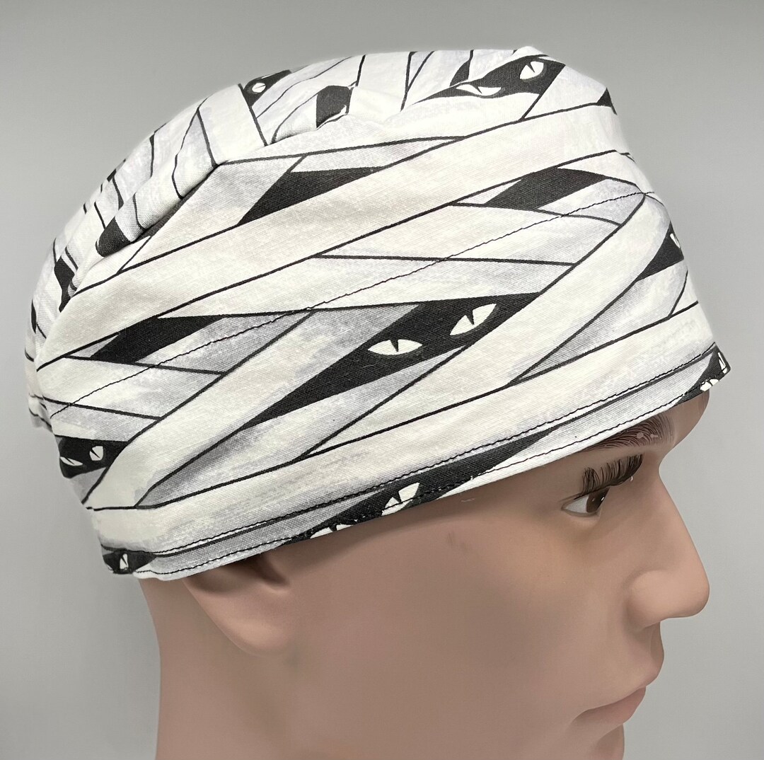 Glow in the Dark Mummy Eyes Skull Cap With Velcro Closure - Etsy