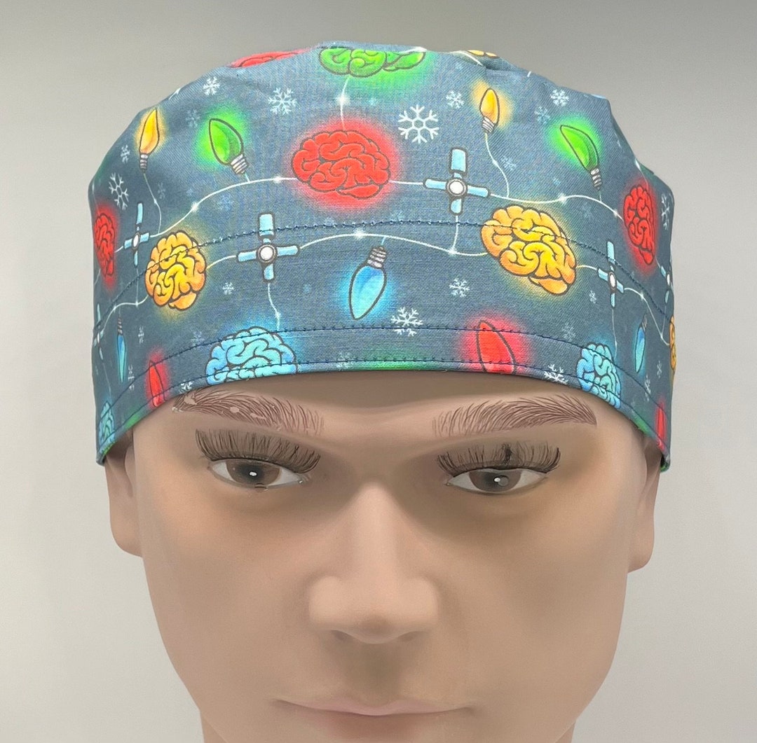 Brain Christmas Lights Surgical Skull Cap With Velcro Closure - Etsy