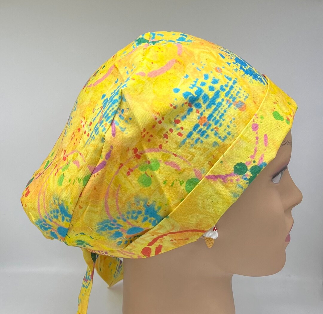 Spatter Art Tie Back Scrub Cap - Etsy