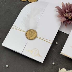 Arch Wedding Invitation With Gold Foil, Chic Envelope With Initials ...
