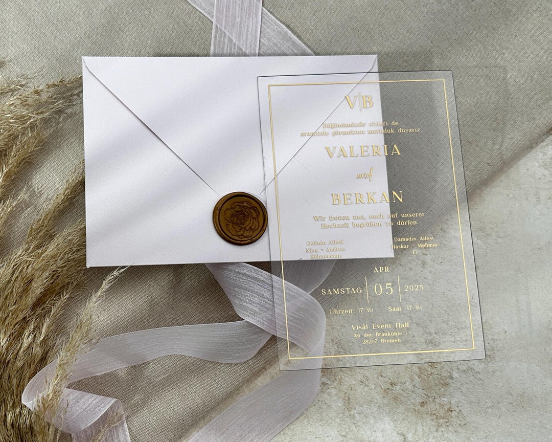 Light Pink and Gold Glitter Transparent Acrylic Invitation | Rush ...