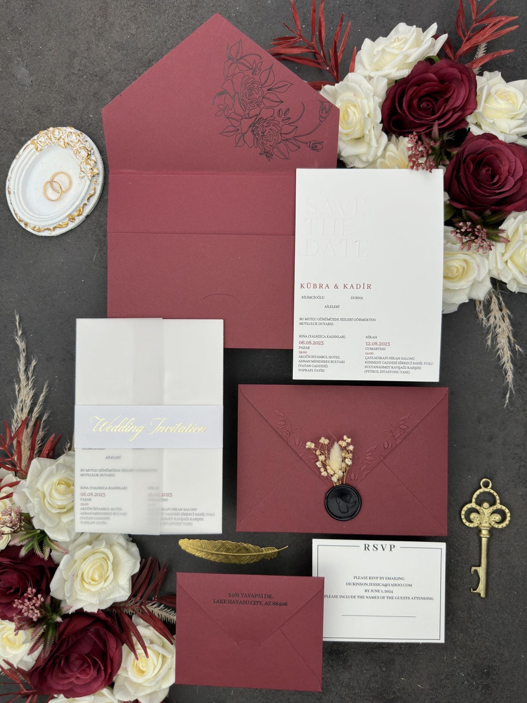 Embossed Save the Date Invitation With Vellum Jacket - Etsy