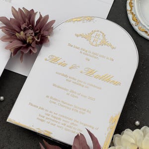 Arch Wedding Invitation With Gold Foil, Chic Envelope With Initials ...