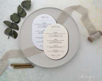 Double Arch Wedding Menus, Oval Menu Card, Guests Names on the Menus ...