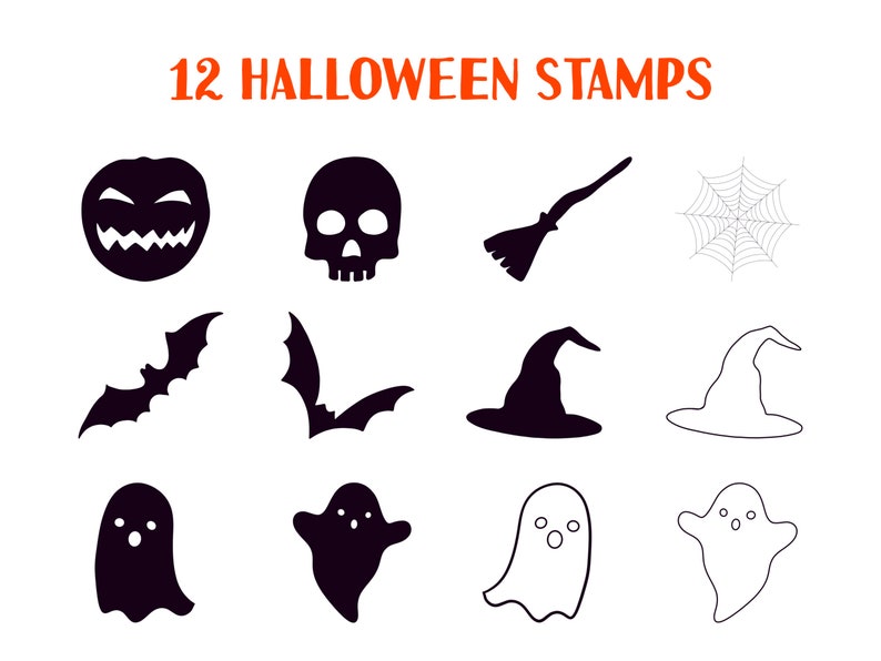 Halloween Stamps, Procreate Stamp Pack, 12 Procreate Stamp Brushes ...