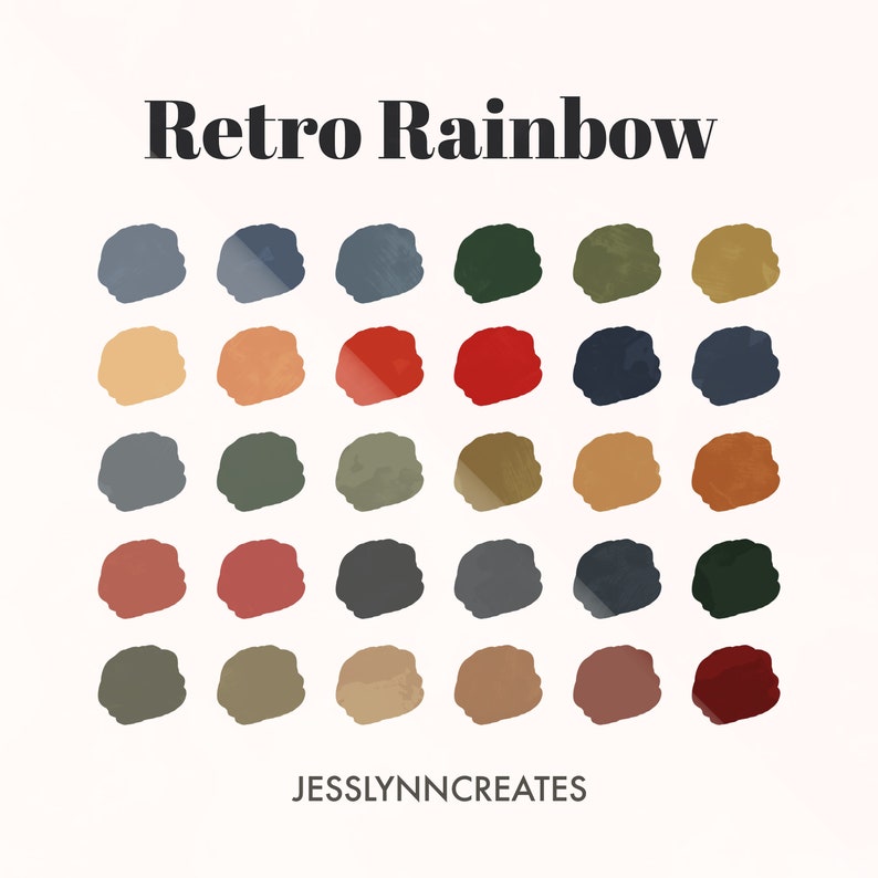 Retro Rainbow Palette for Procreate, Procreate Palettes, Procreate ...