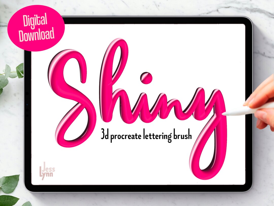 3D Brush | Shiny 3D Lettering Brush | Procreate Brush | 3D Procreate ...