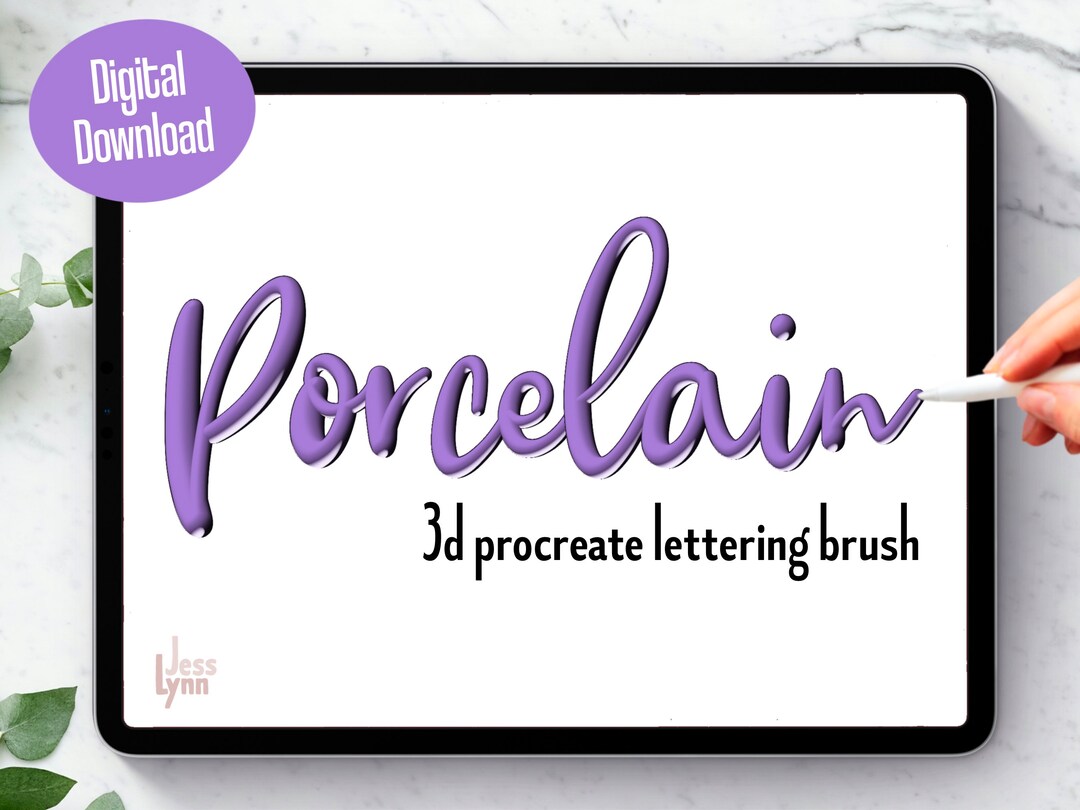 3D Brush | Porcelain 3D Lettering Brush | Procreate Brush | 3D ...