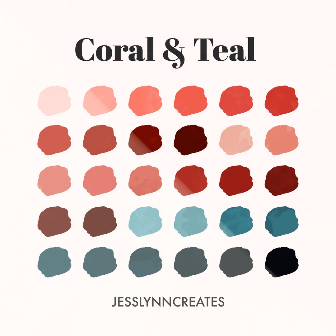 Coral + Teal Palette for Procreate, Procreate Palettes, Procreate ...