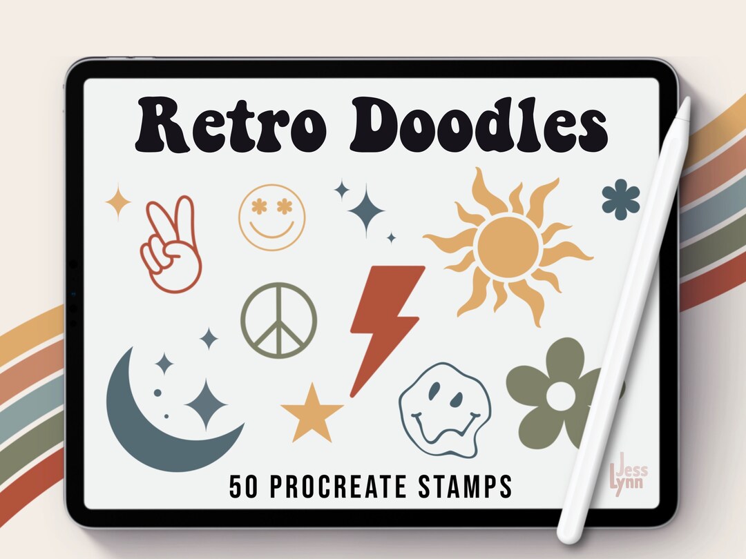 Retro Procreate Brushes Retro Procreate Stamps Doodle - Etsy