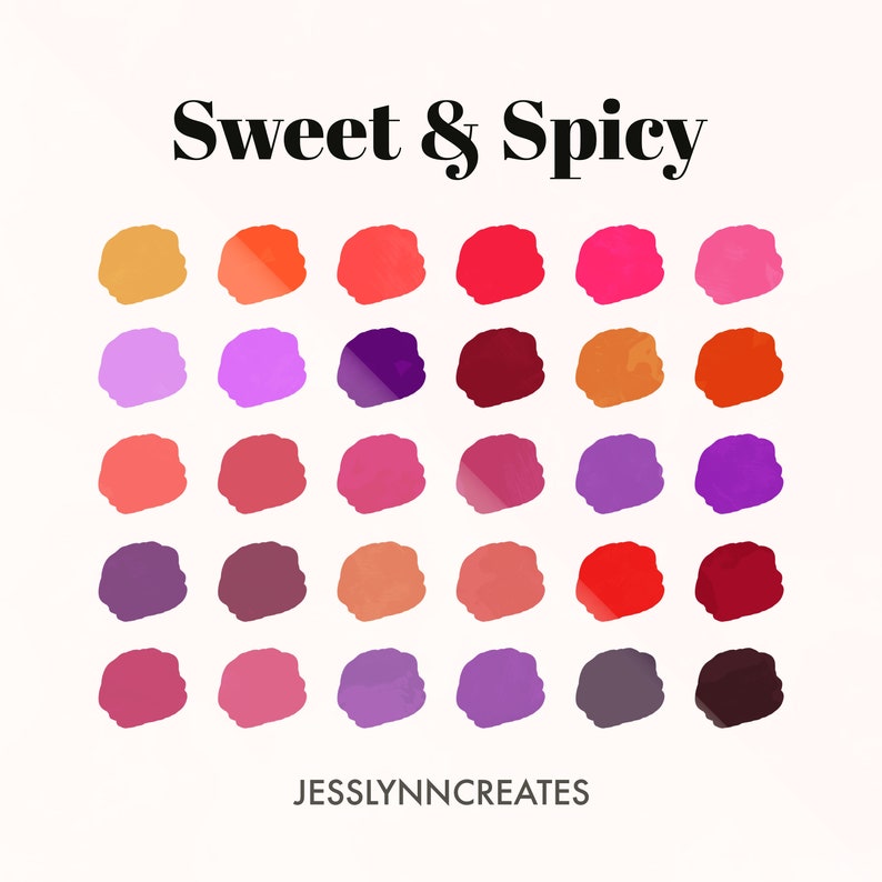 Sweet And Spicy Procreate Palette Procreate Swatch Procreate Colour Palettes Bold And Bright
