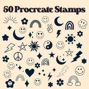 Retro Procreate Brushes, Retro Procreate Stamps, Procreate Stickers ...
