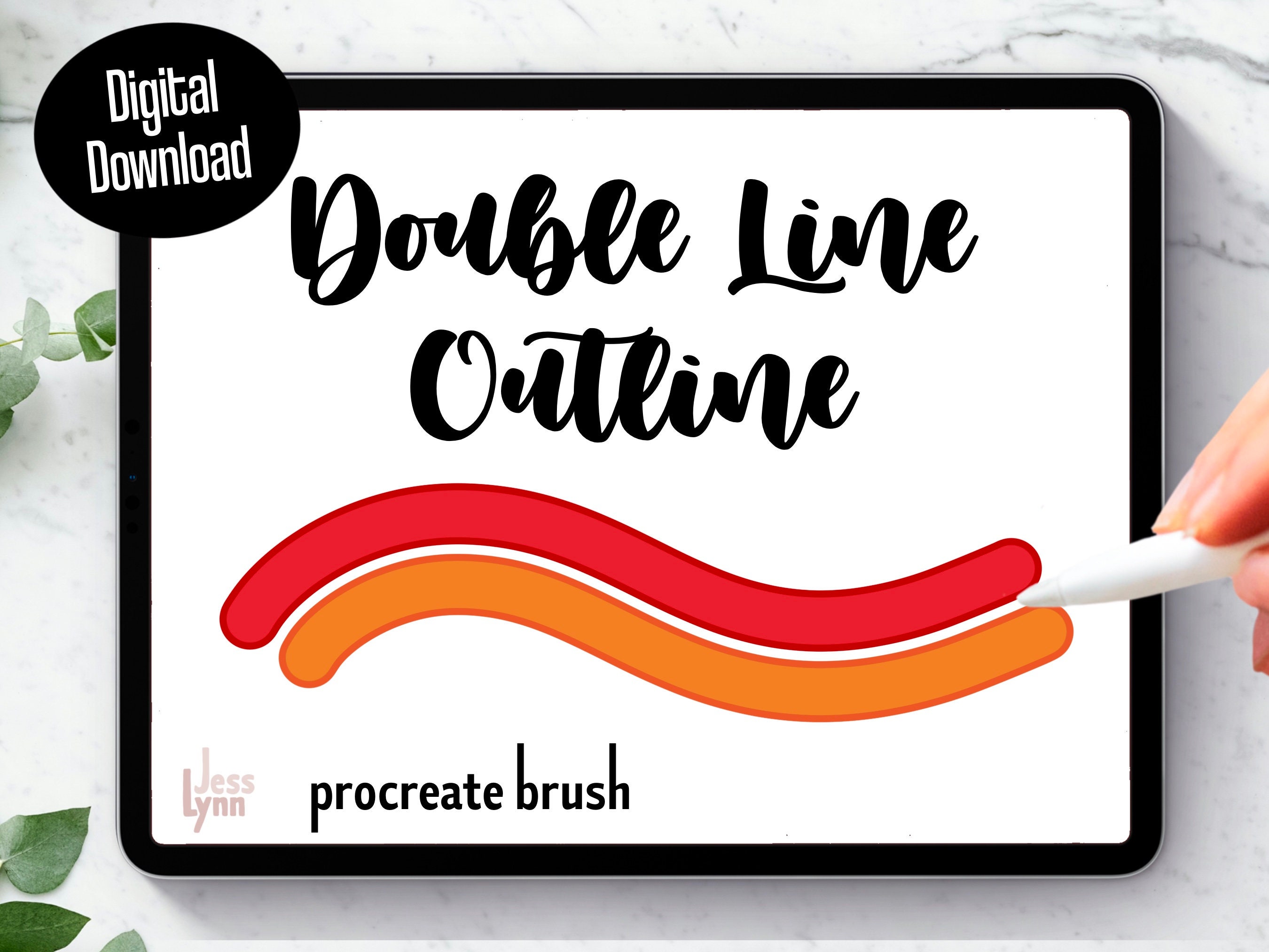 Double Outline Procreate Brush, Rainbow Outline Brush, Two Monoline ...