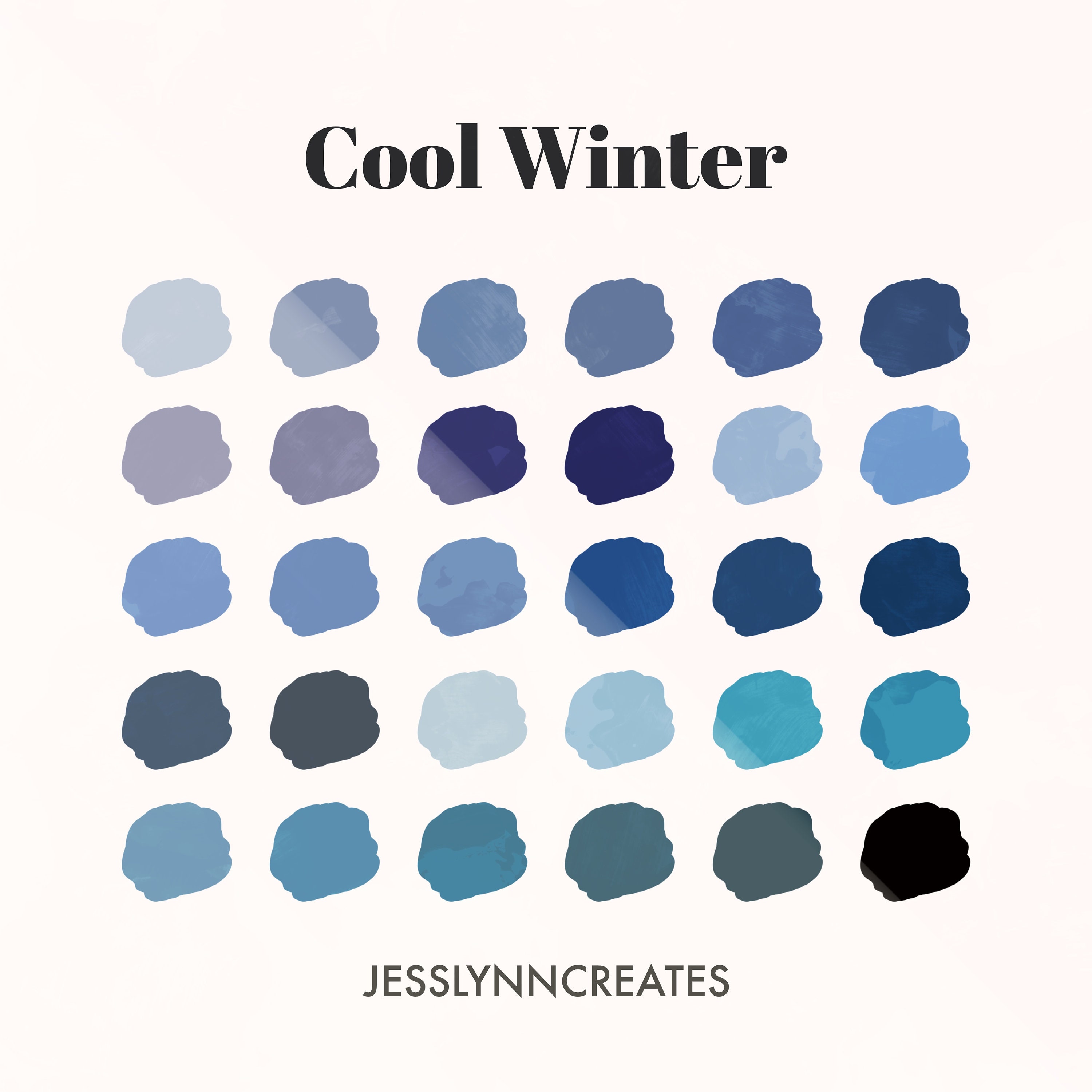 Cool Winter Palette for Procreate, 30 Colours, Procreate Palettes, Blue ...