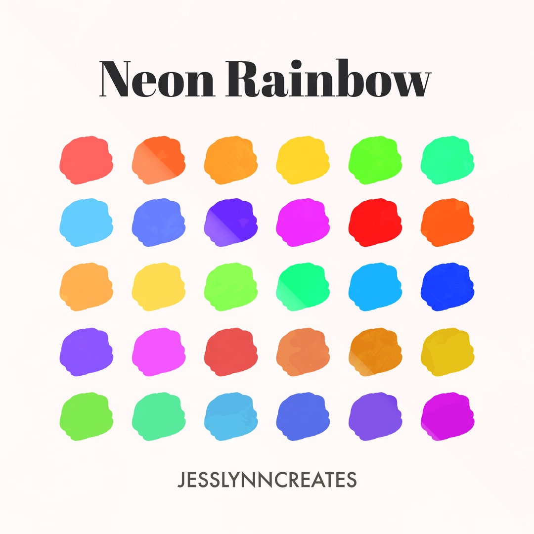 Neon Rainbow Procreate Palette, Rainbow Palette, Procreate Tool ...
