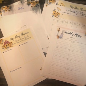 Printable Planner-shabby Chic Planner Pages- Sunflower Calendar ...